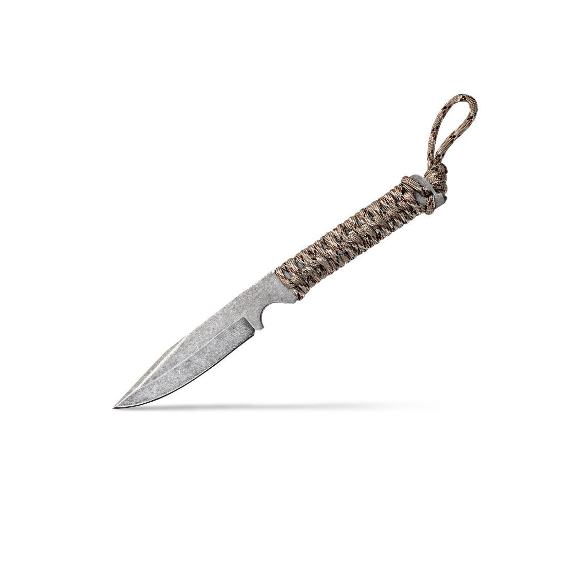 Knife WILD TECH 4 - desert camo paracord with stonewash blade - Wildsteer