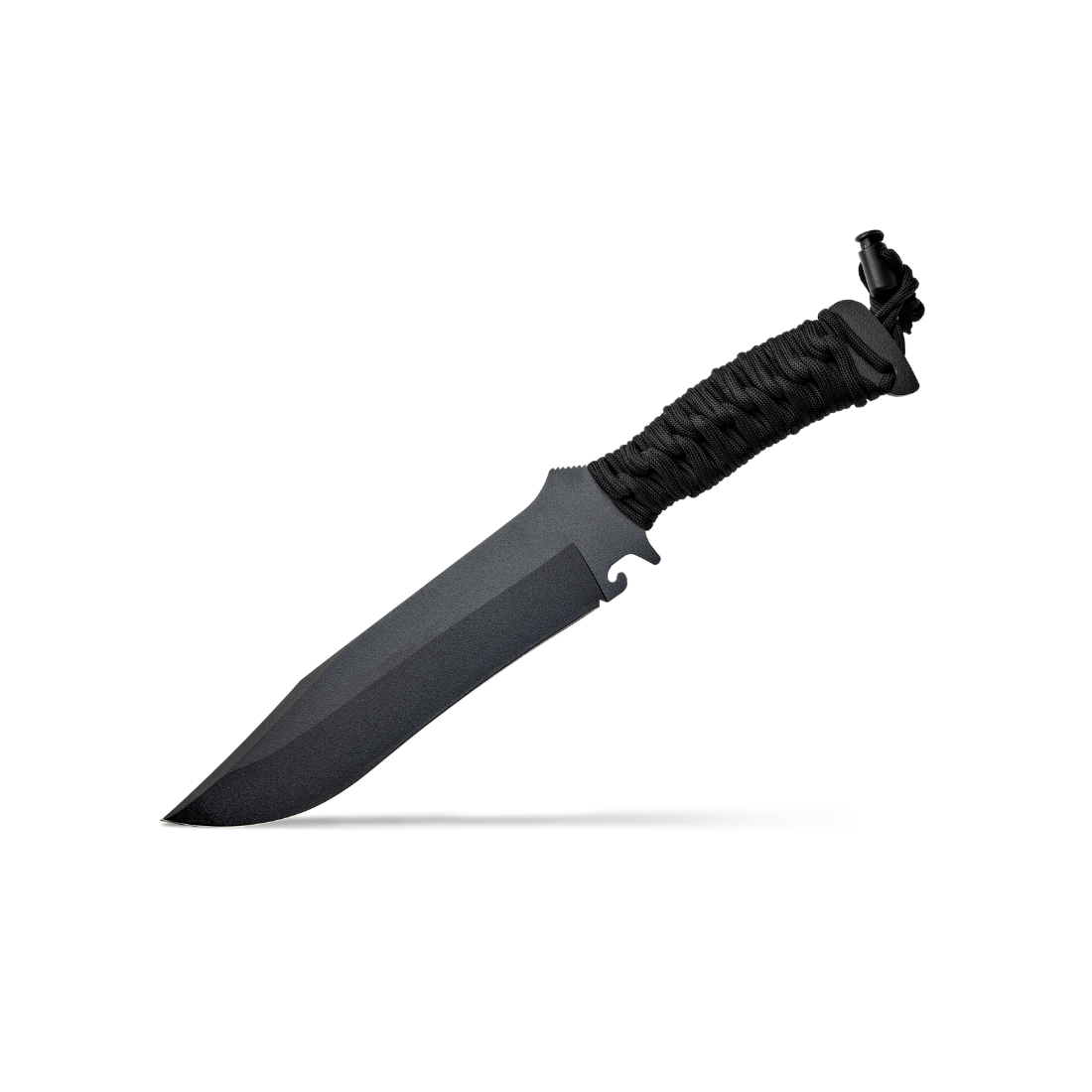 Knife TX BOWIE - black paracord with black epoxy blade with serration ...