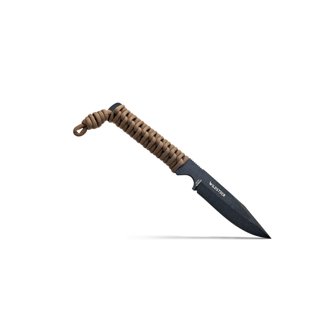Knife WILD TECH 4 - coyote paracord with black epoxy blade - Wildsteer