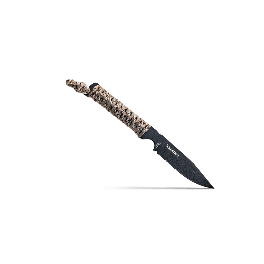 Knife WILD TECH 4 - desert camo paracord with black epoxy blade and ...