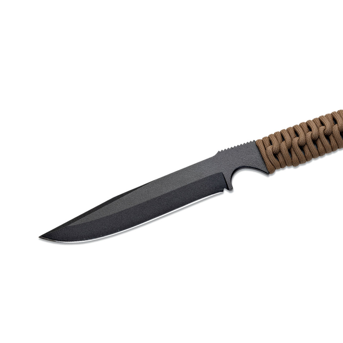 Knife WILD TECH 4 XL - coyote paracord with black epoxy blade - Wildsteer